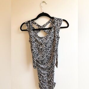 Dresses | Leopard Print Mini Dress Criss Cross Straps Stretchy | Poshmark